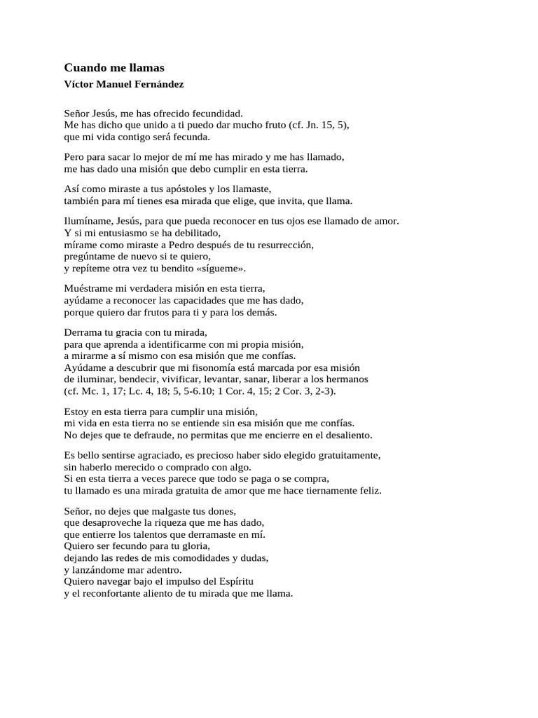 Cuando Me Llamas Víctor Manuel Fernández | PDF