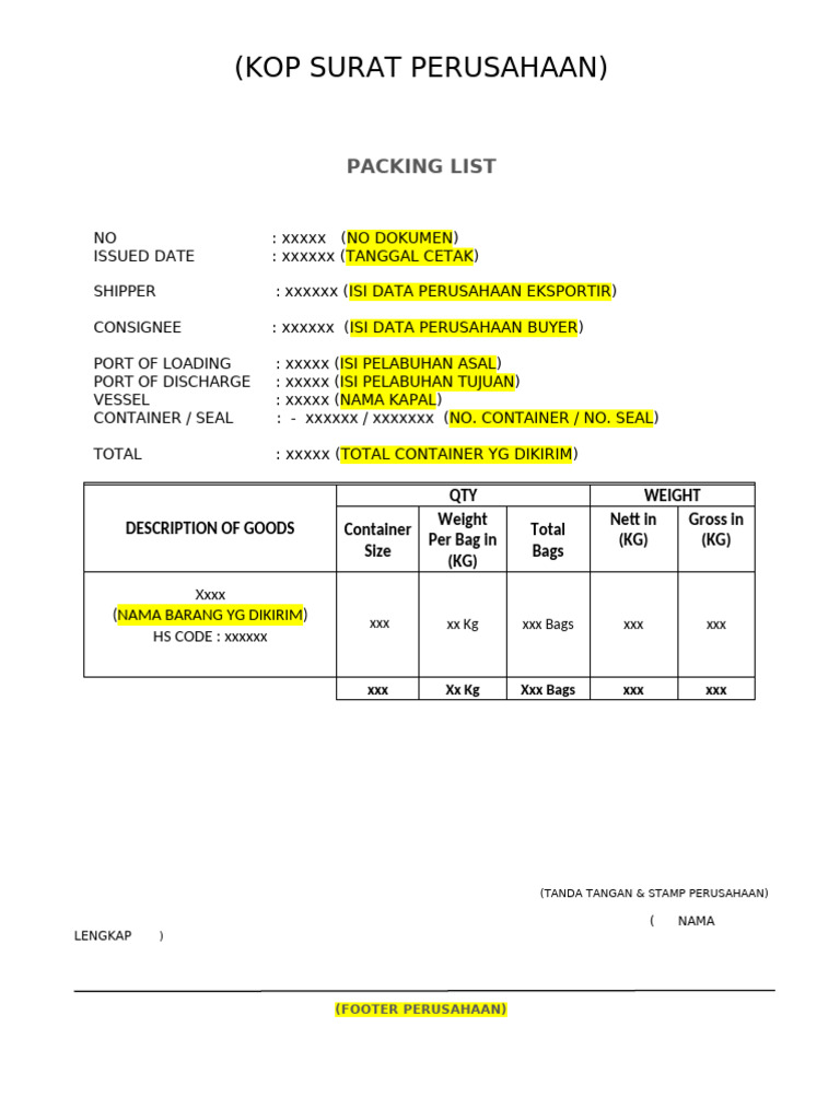Draft Packing List | PDF