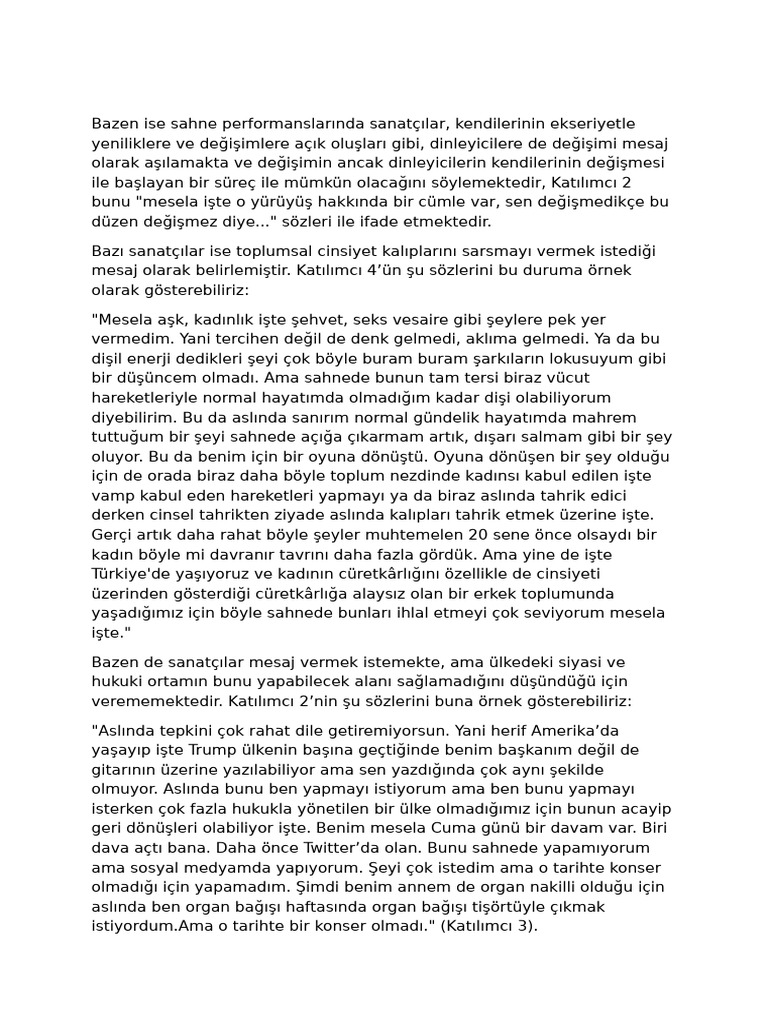 Sahne Performansları Ve Mesaj | PDF