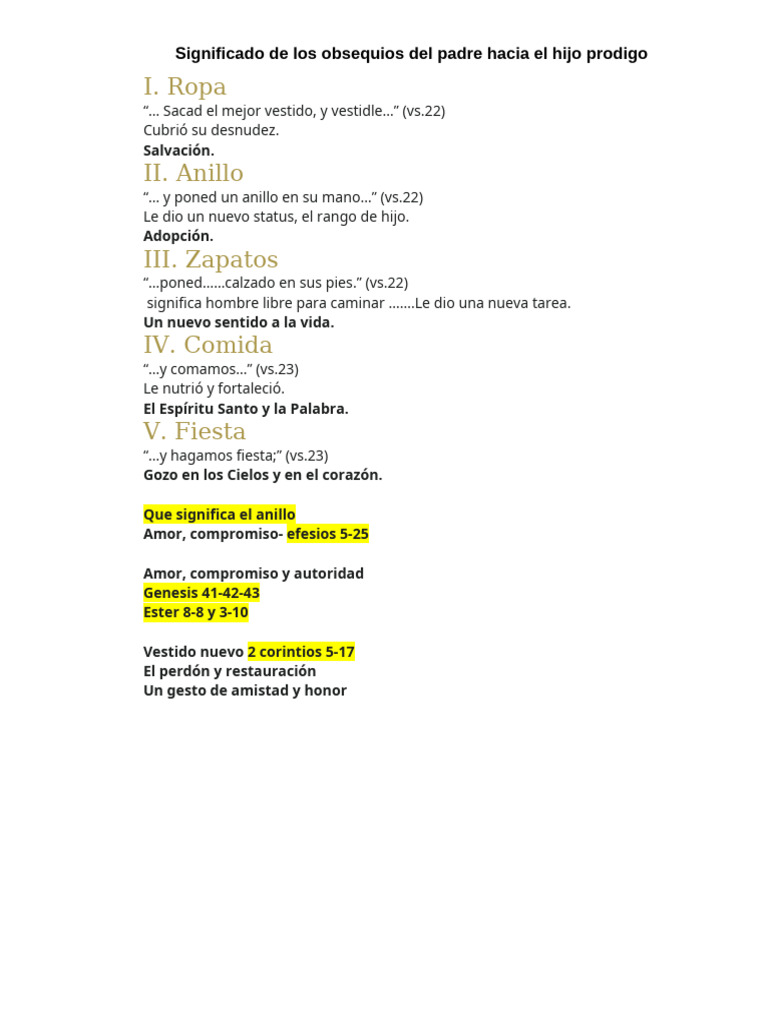 Significado de Los Obsequios Del Padre Hacia El Hijo Prodigo | PDF