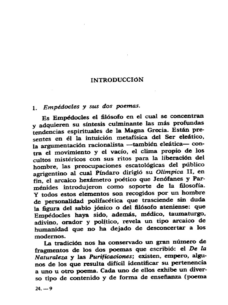 Empédocles: Filosofía y Poemas | PDF | Filosofía griega antigua ...