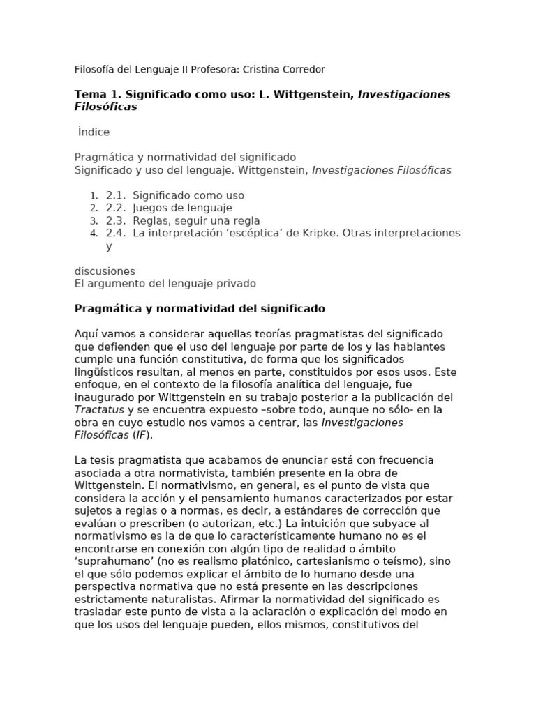 Filosofía del Lenguaje II | PDF | Ludwig Wittgenstein | Pensamiento