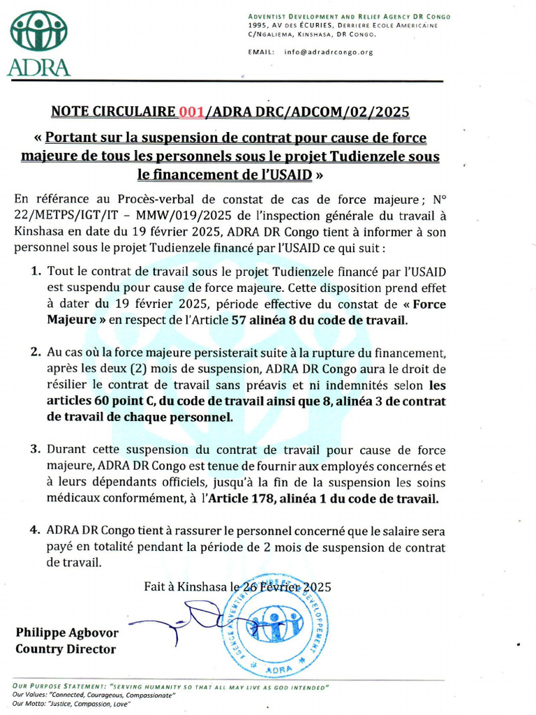 Note Circulaire 001 - Adcom - 2025 | PDF