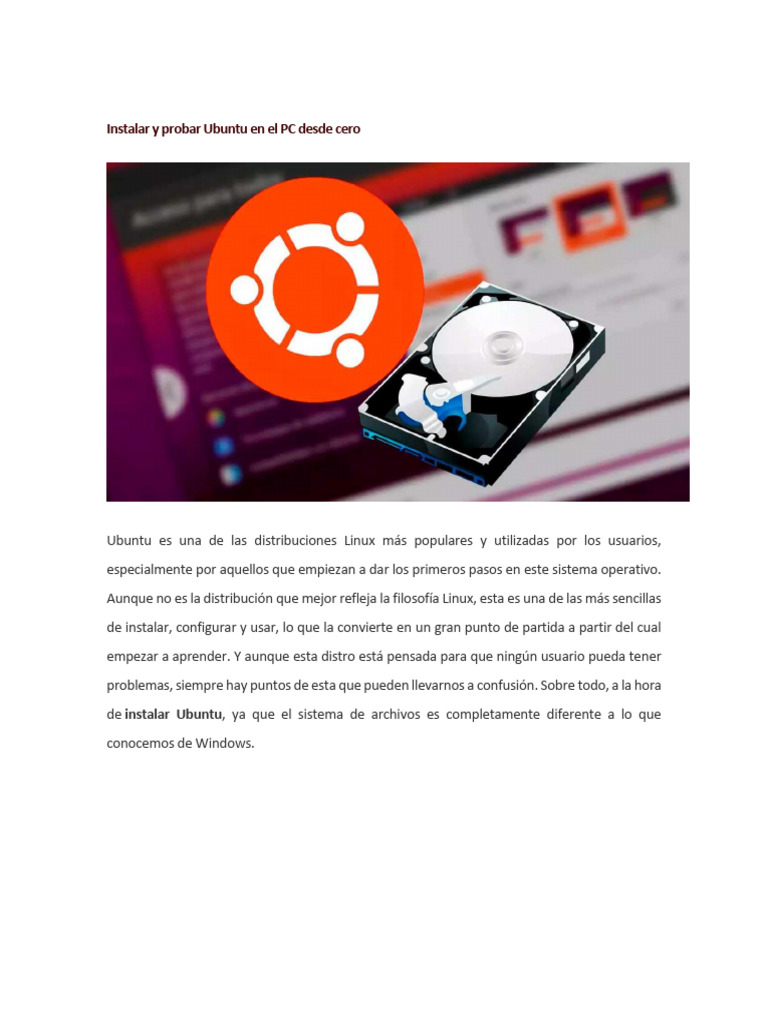 Instalar y Probar Ubuntu en El PC Desde Cero | PDF | Arranque | Distribución de Linux