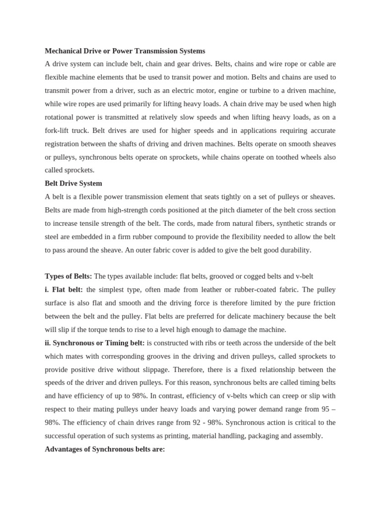 Mechanical Drive Systems Explained | PDF | Belt (Mechanical) | Pump