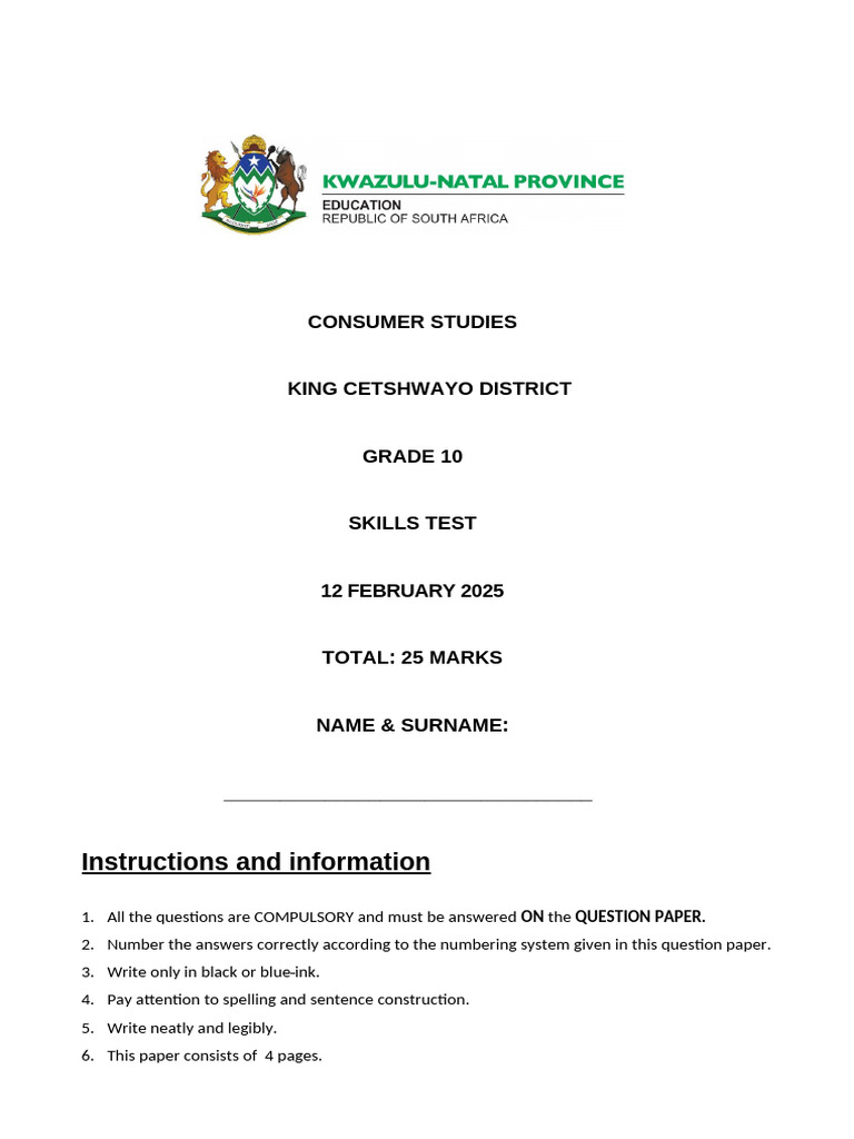10 CNST SKILLS TASK 2025 MODERATED.. | PDF | Baking | Tomato Sauce