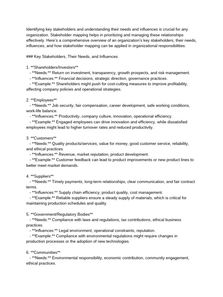 Identifying Key Stakeholders and Understanding Their Needs and ...
