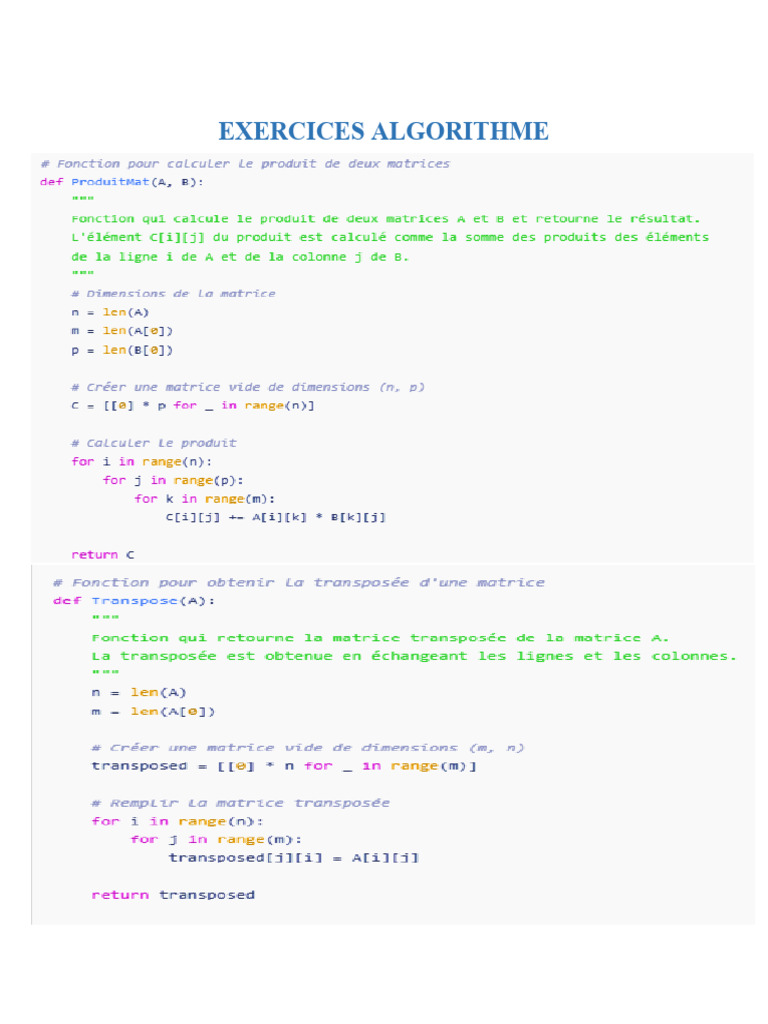 Exercices Algorithme | PDF