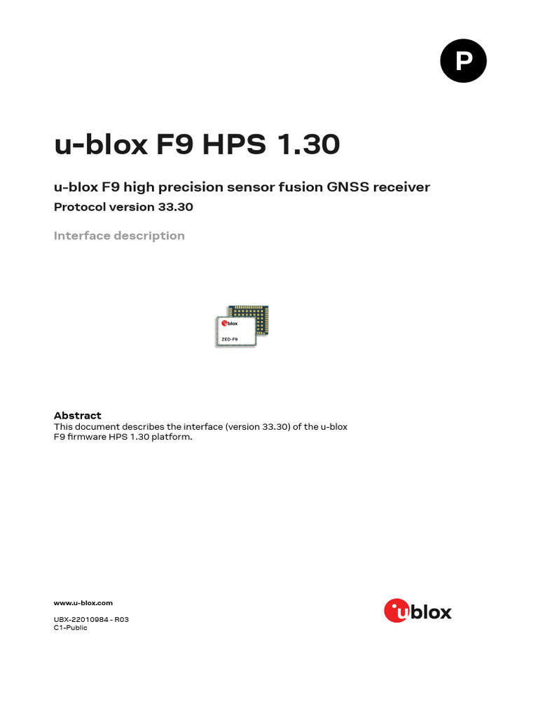 U Blox F9 HPS 1.30 - InterfaceDescription - UBX 22010984 | PDF | Computer Engineering | Wireless