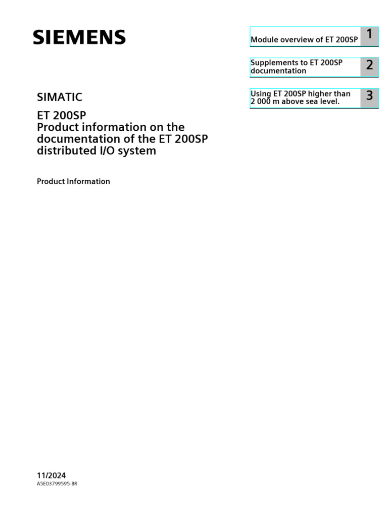 SIMATIC ET 200SP Product Information On The Documentation | PDF ...