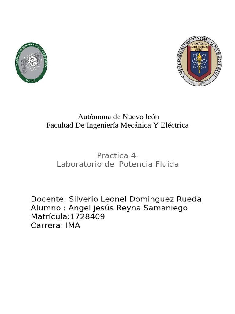 Practica 4 Laboratorio de Potencia Fluida Fime | PDF | Presión | Válvula