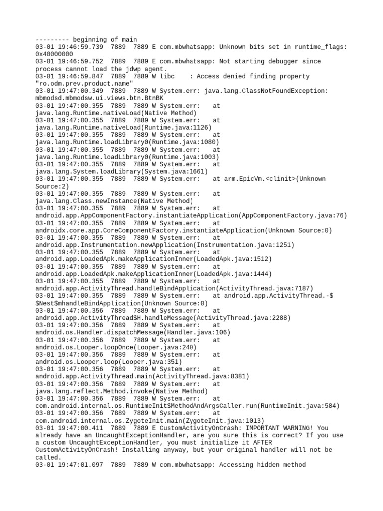 WhatsApp Runtime Errors and Warnings | PDF | Java (Programming Language) | Android (Operating ...