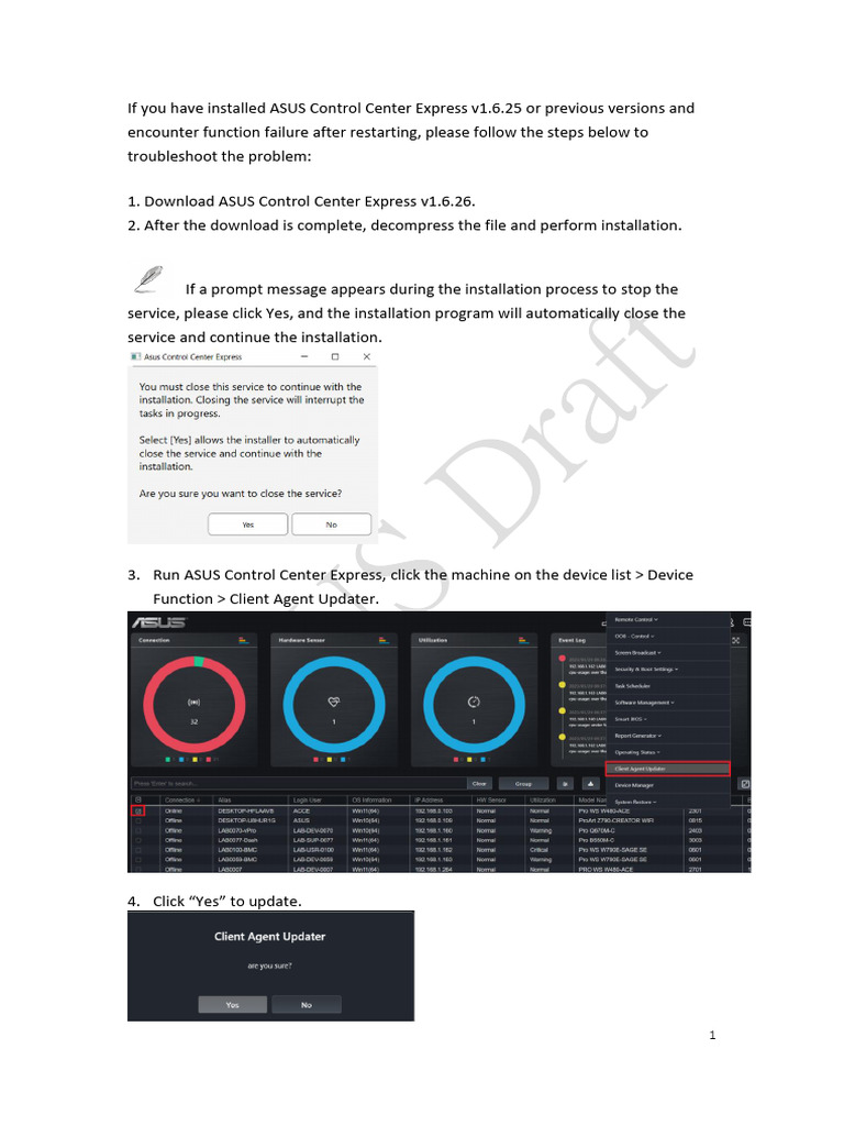 ASUS Control Center Troubleshooting | PDF