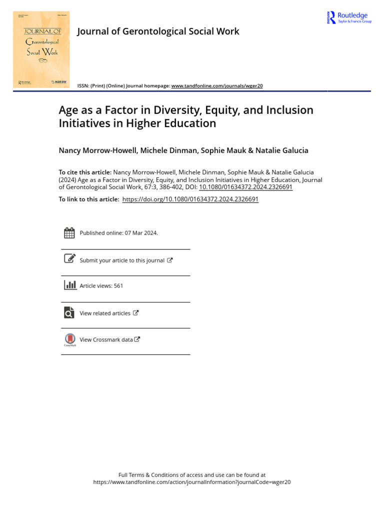 Age as a Factor in Diversity Equity and Inclusion Initiatives in Higher ...