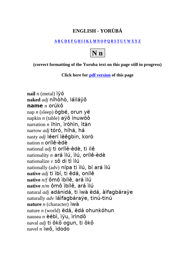 YORUBA N | PDF