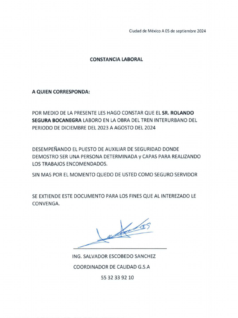 Constancia Laboral | PDF