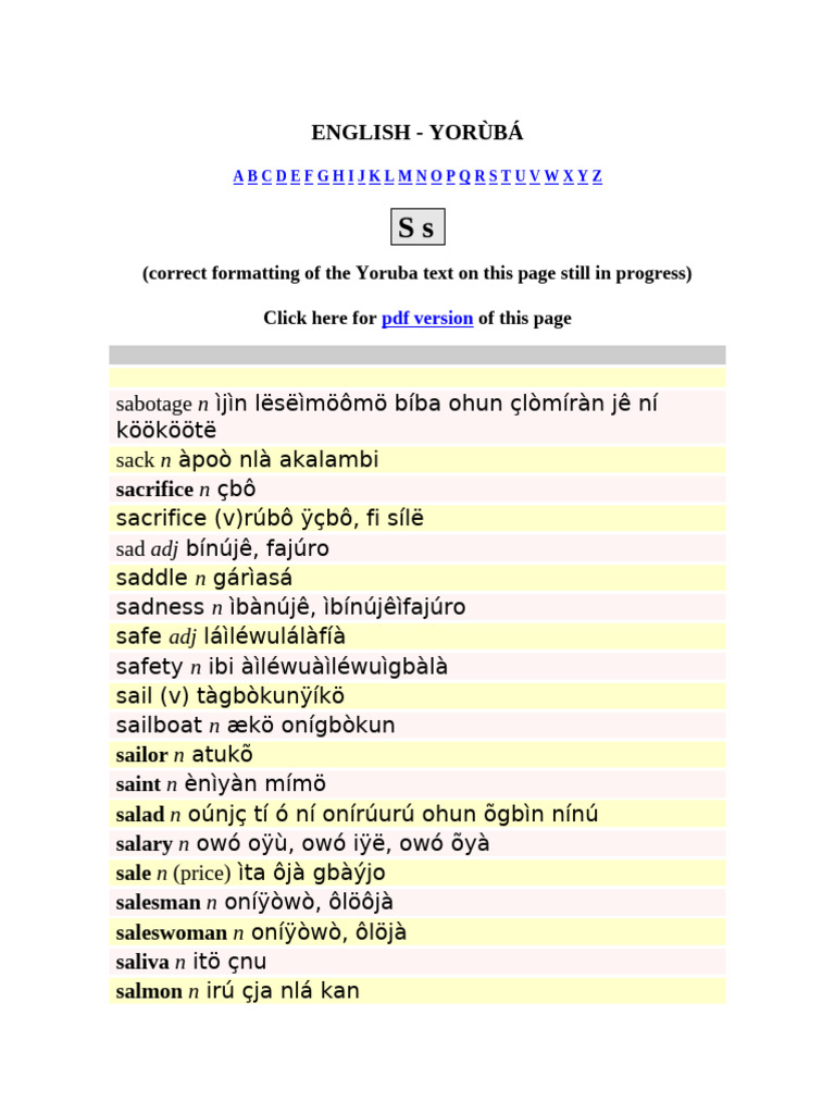 Yoruba S | PDF