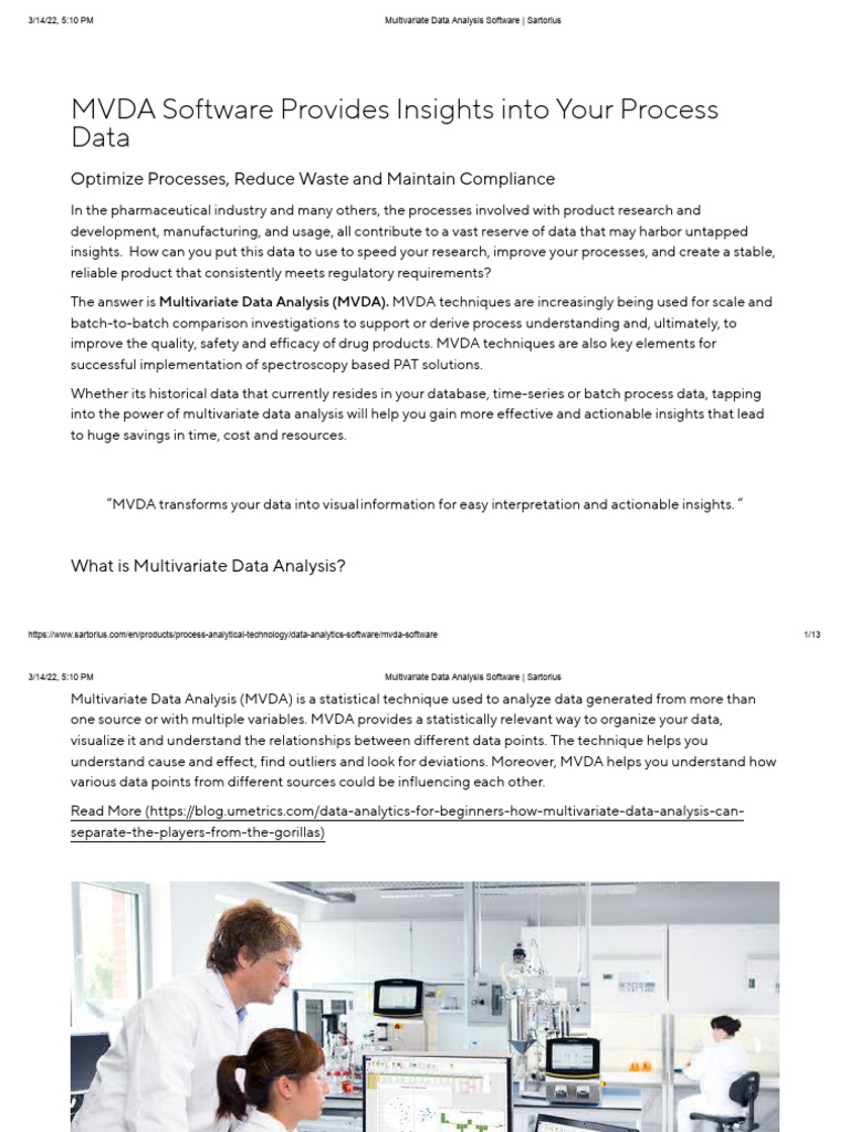 Multivariate Data Analysis Software - Sartorius | PDF | Data Analysis ...
