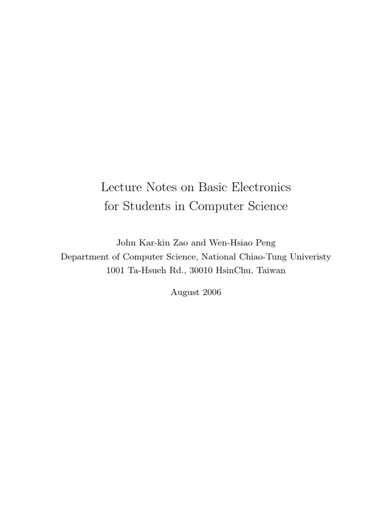 Basic Electronics Lecture Notes | PDF | Bipolar Junction Transistor ...