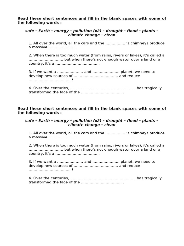 Fill in the Blanks: Climate Change Vocabulary | PDF