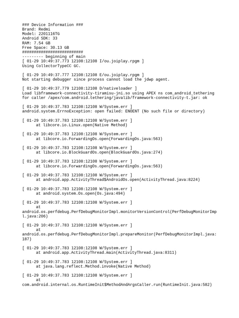Log-2025_01_29_10_49 | PDF | Java (Programming Language) | Operating System Families