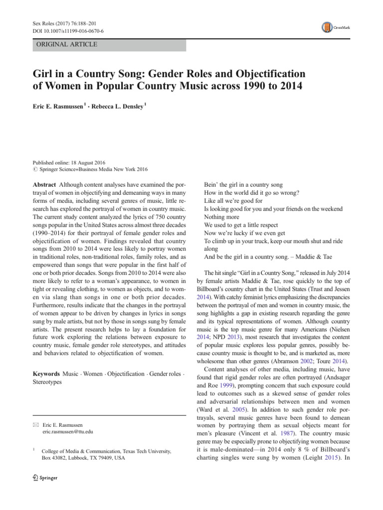 Gender Roles in Country Music Lyrics | PDF | Gender Role | Gender