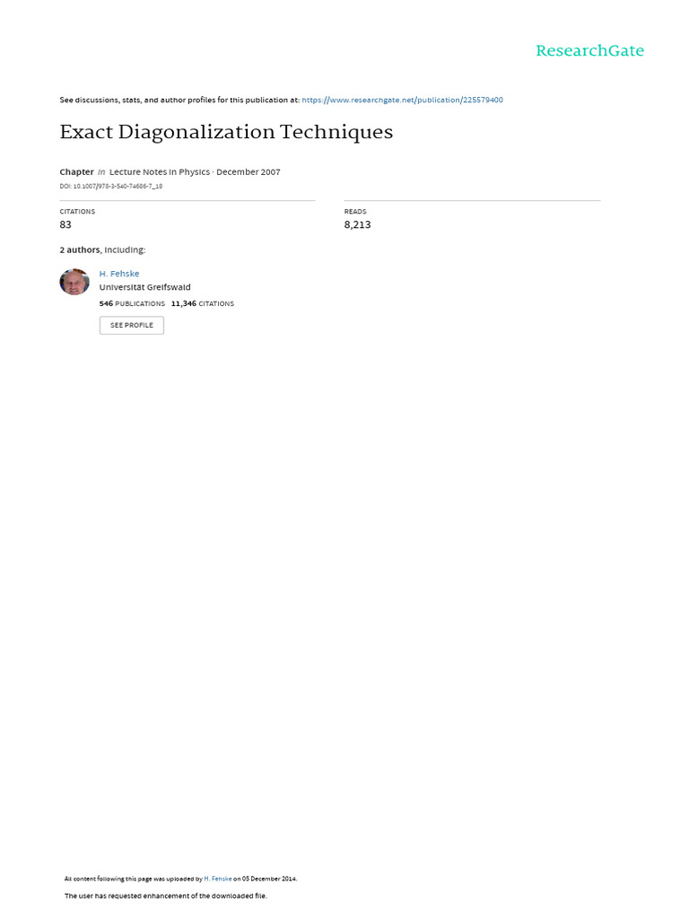 Exact Diagonalization Techniques | PDF | Eigenvalues And Eigenvectors ...