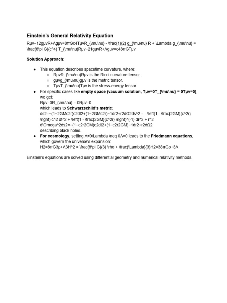 Einstein's General Relativity Explained | PDF