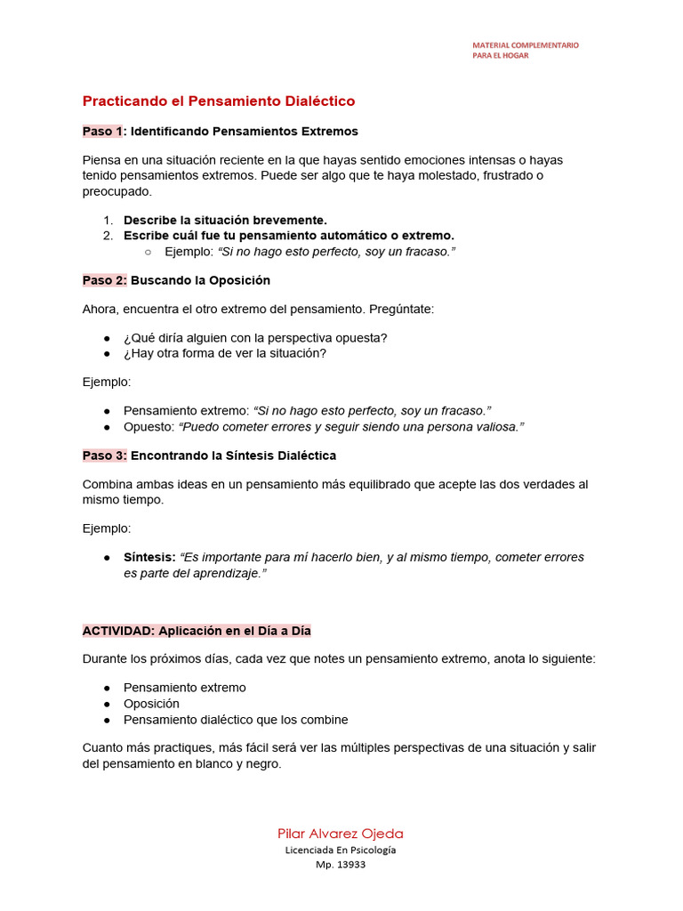 Practicando El Pensamiento Dialéctico | PDF