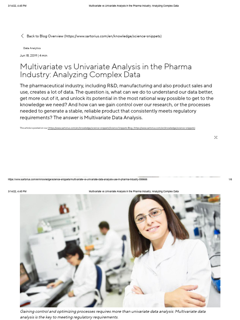 Multivariate vs Univariate Analysis in the Pharma Industry_ Analyzing Complex Data | PDF | Data ...
