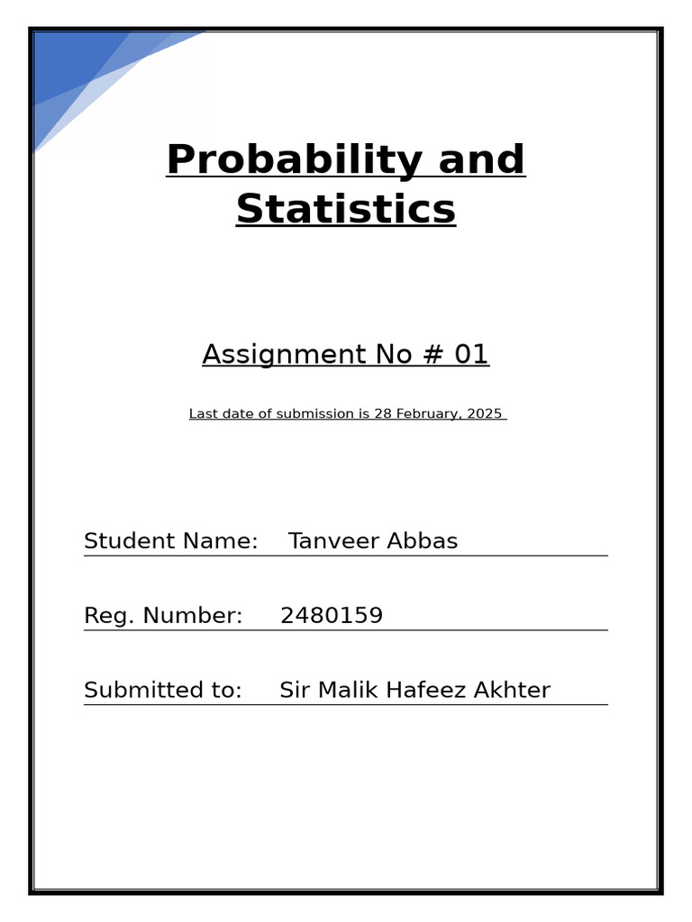 Probability and Statistics Front Page | PDF