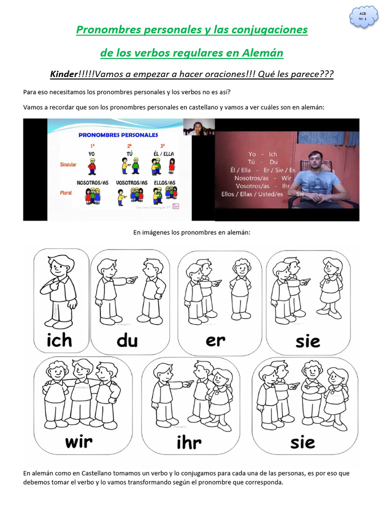 Publicación 2A Pronombres Personales y Las Conjugaciones de Los Verbos ...