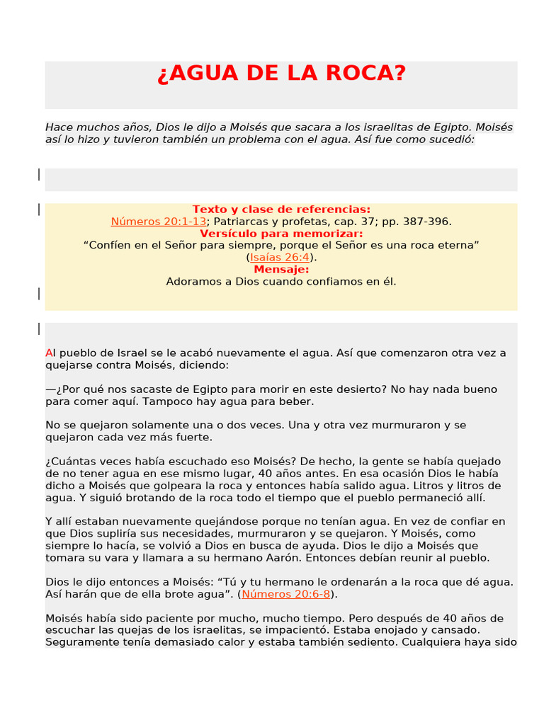 Agua de La Roca | PDF | Moisés | Libro del éxodo