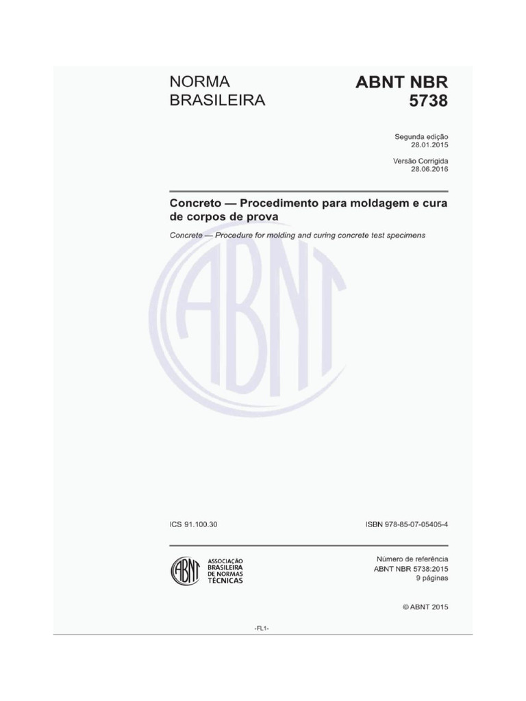 NBR 5738 de 01.2015 - Concreto - Procedimento para Moldagem e Cura de ...