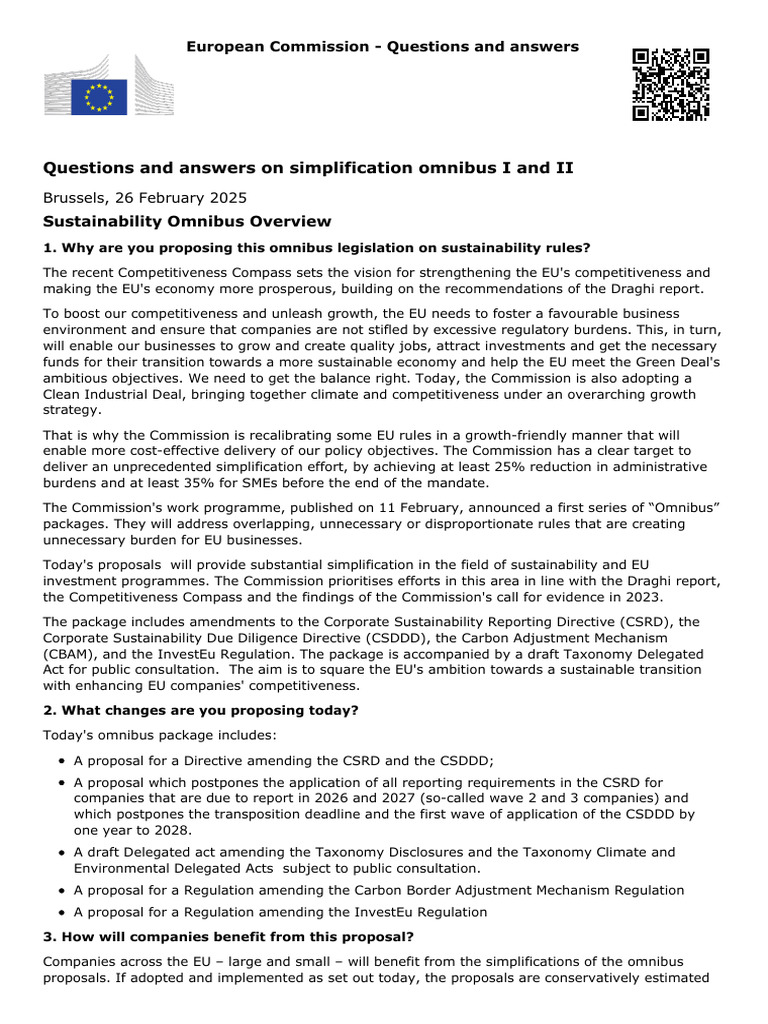EU Com. Questions - and - Answers - On - Simplification - Omnibus - I ...