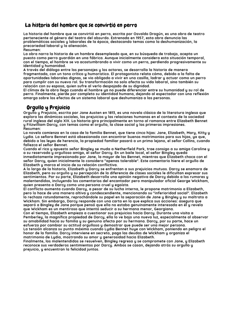 La Historia Del Hombre Que Se Convirtió en Perro | PDF | Señor darcy