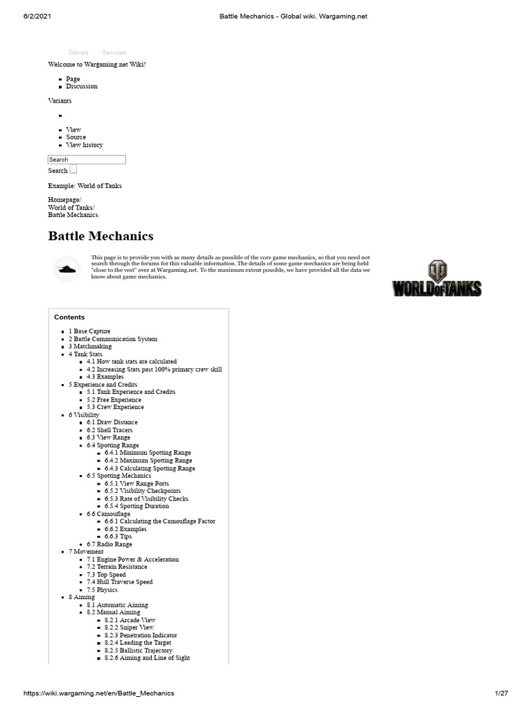 Battle Mechanics - Global Wiki. | PDF | Tanks | Shell (Projectile)