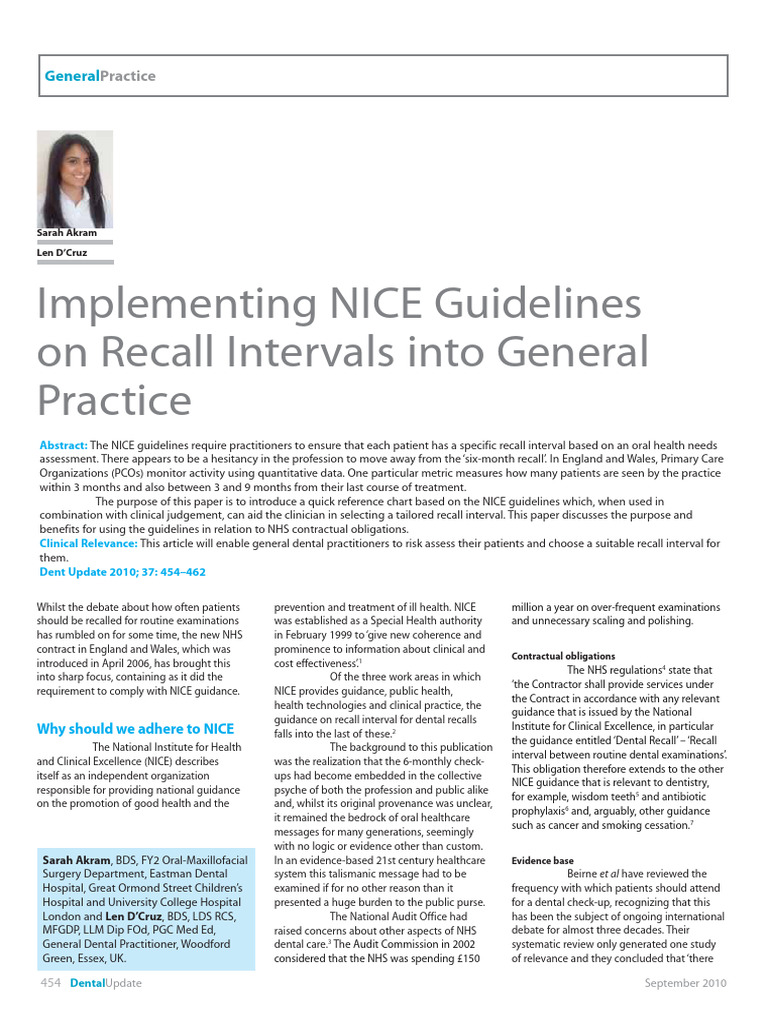 4- Implementing NICE Guidelines on Recall Intervals into General ...