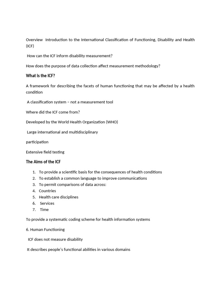 Icf For Occupational Therapy | PDF | Disability | Mental Disorder