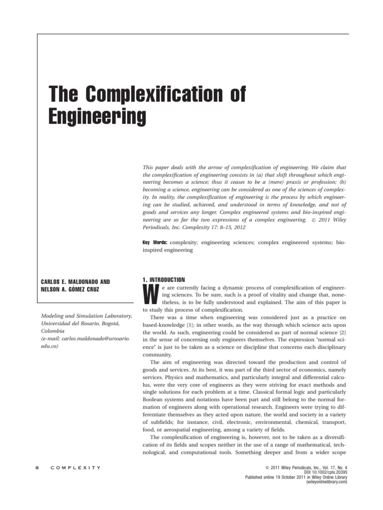 2012 - The complexification of engineering | PDF | System ...