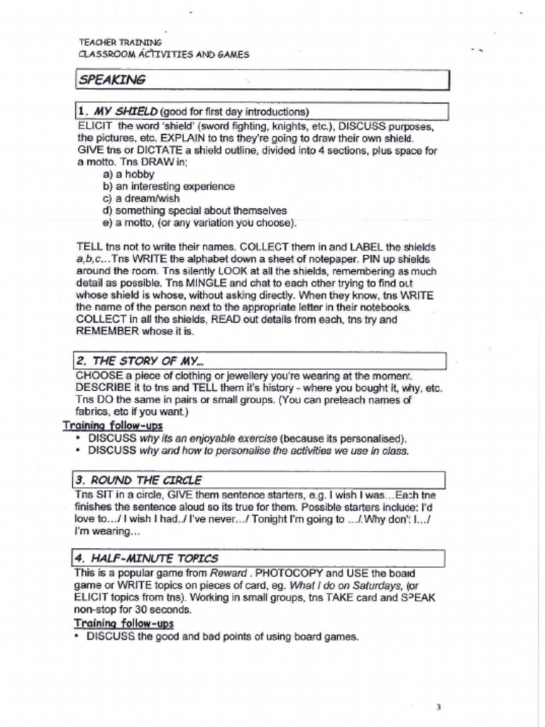 Classroom Activities and Games - Ideas From Teacher Training Sessions ...