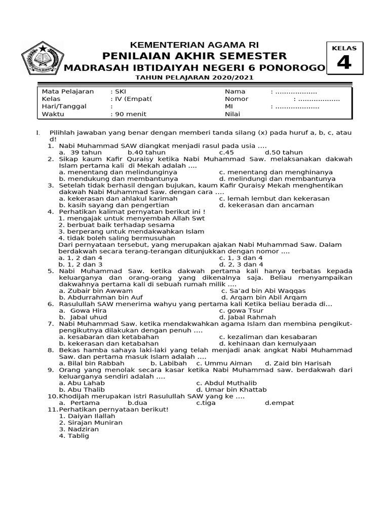 SKI Kls 4 2021-2022 | PDF