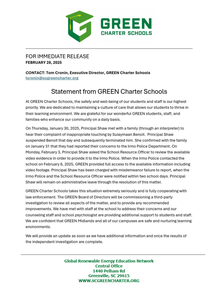 GREEN Charter Schools Press Release - 02.28.25 | PDF