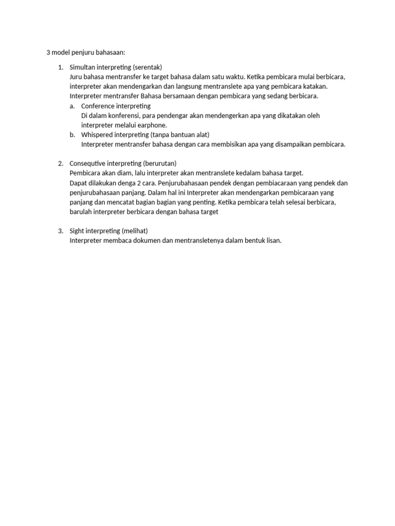Model Penjuru Bahasaan dalam Interpreting | PDF
