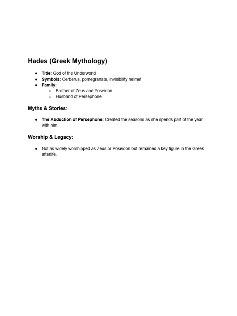 Hades: God of the Underworld | PDF