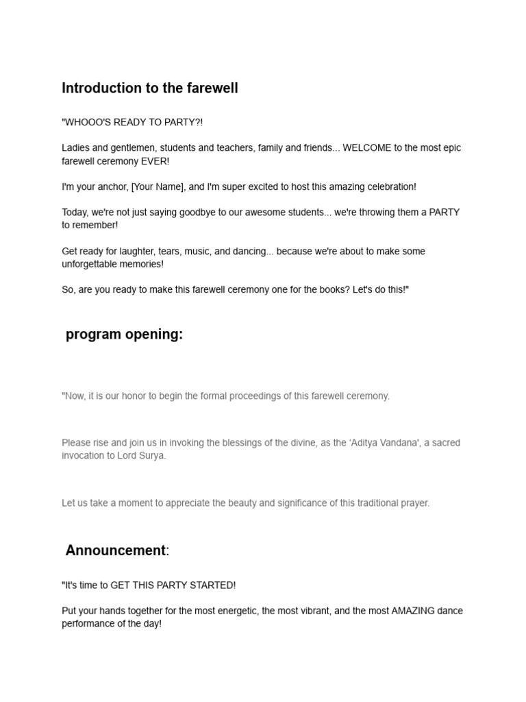 Farewell Anchoring Script | PDF