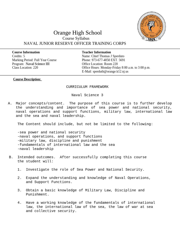 Syllabus Naval Science III | PDF | International Law | Military Justice