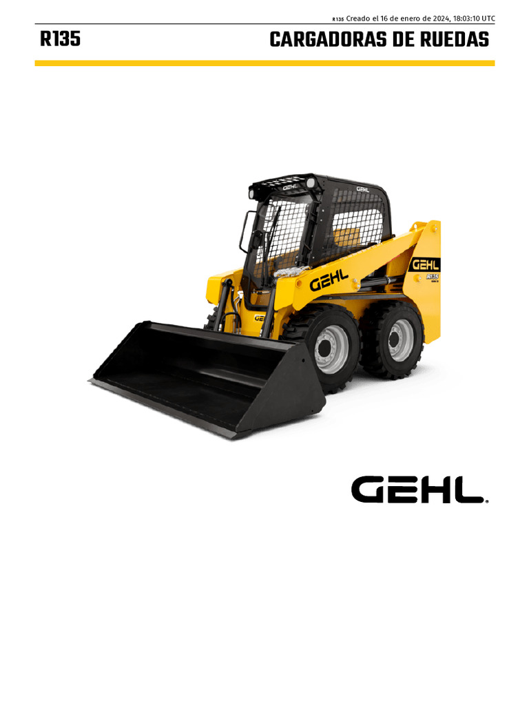 Especificaciones Gehl R135 | PDF | Tecnología de vehículos | Estilos de ...