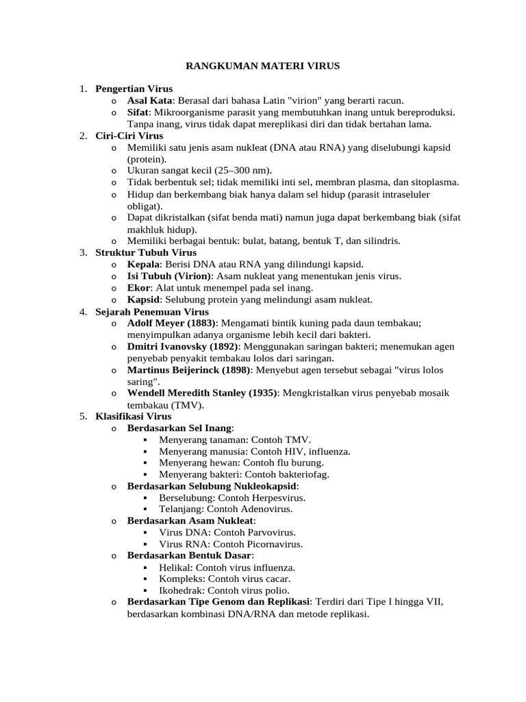 Rangkuman Materi Virus | PDF