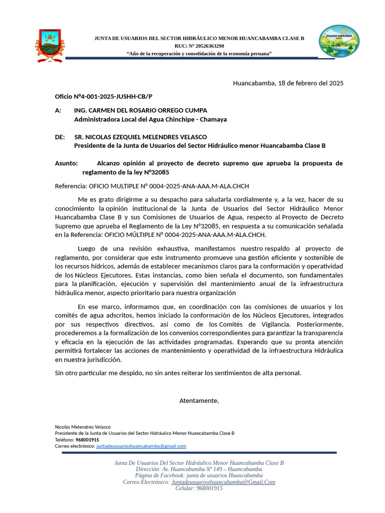 OFICIO 1 2025 Ofi | PDF